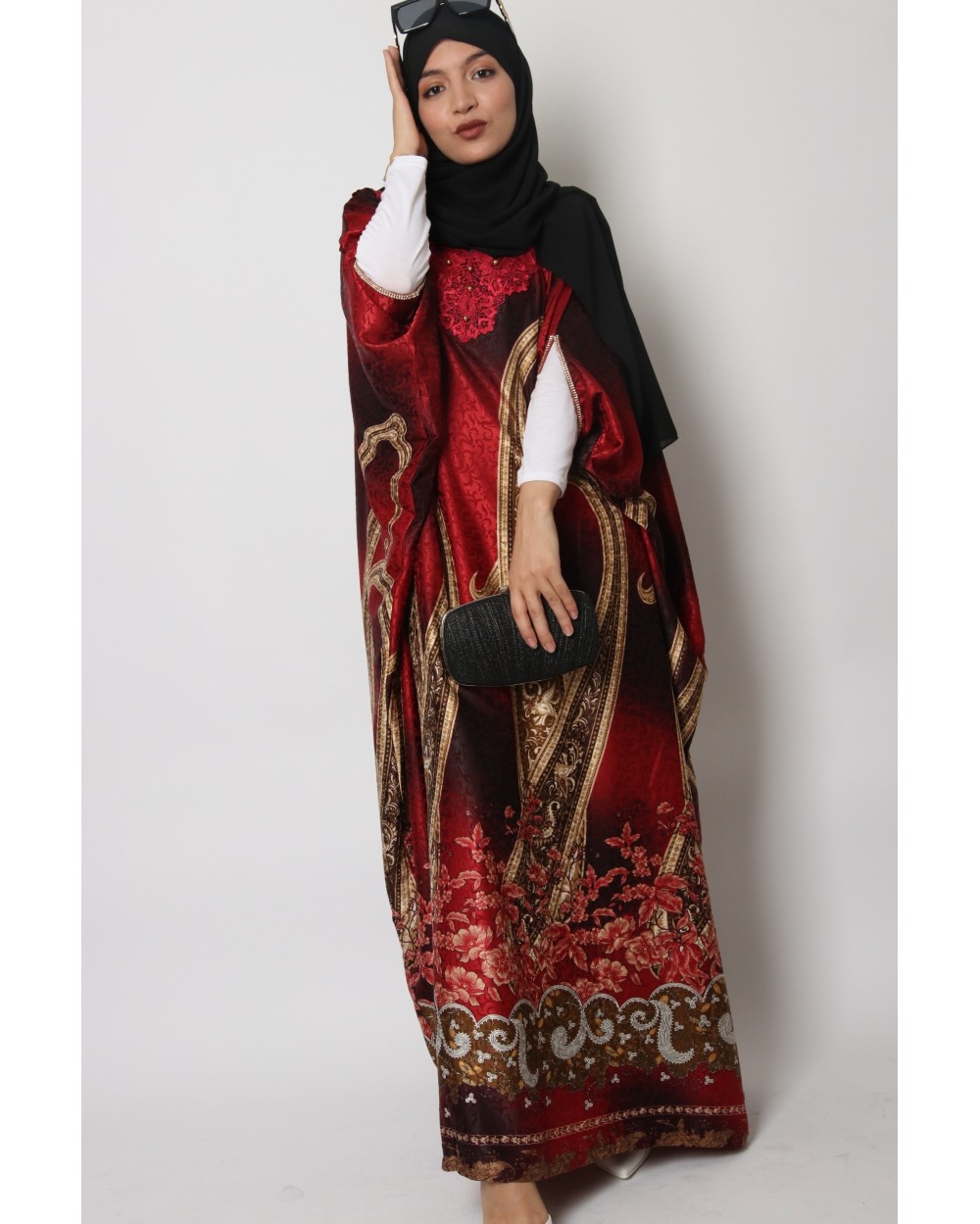 Robe papillon caftan avec motifs paisley Couleur Rouge Couleur Rouge