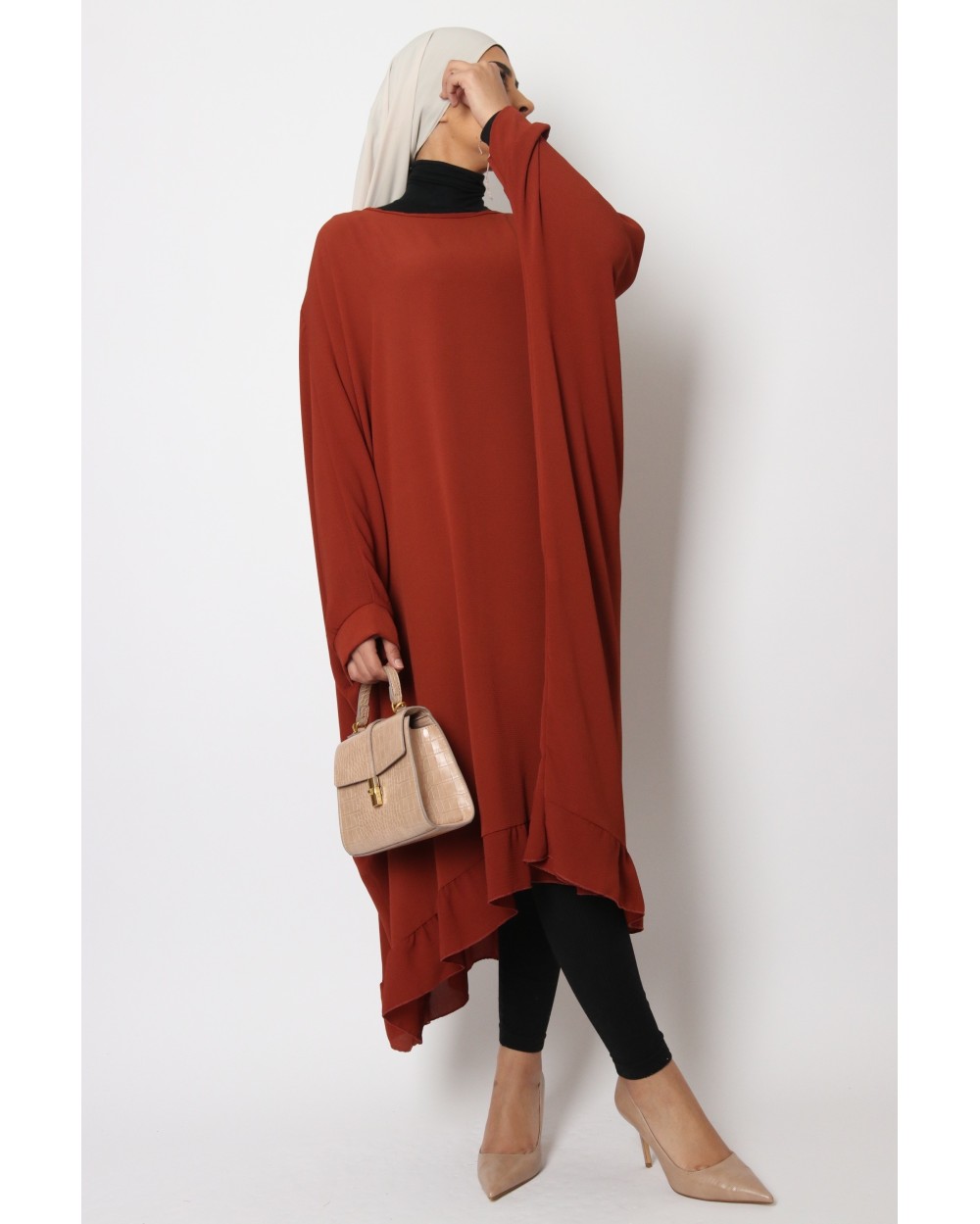 Long oversized chiffon tunic