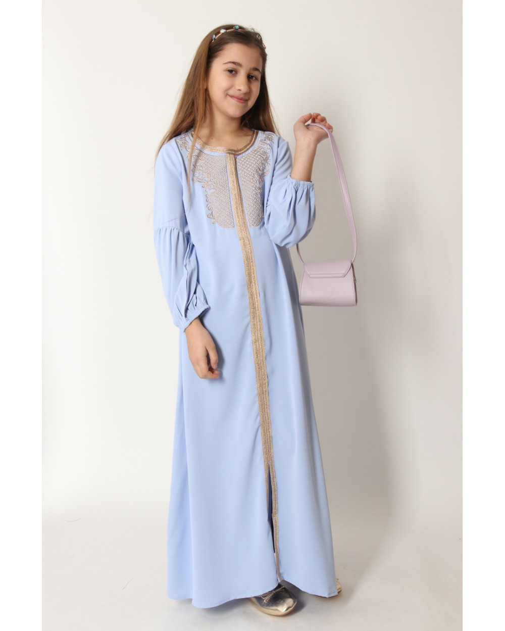 Marwa abaya gold embroidery plastron Binti