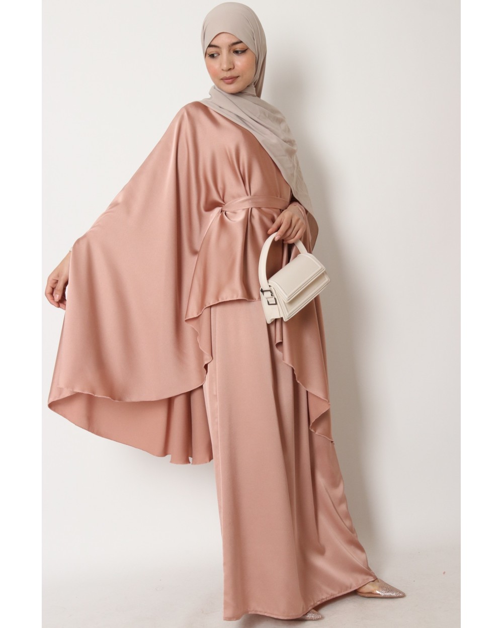 Satin skirt butterfly tunic set