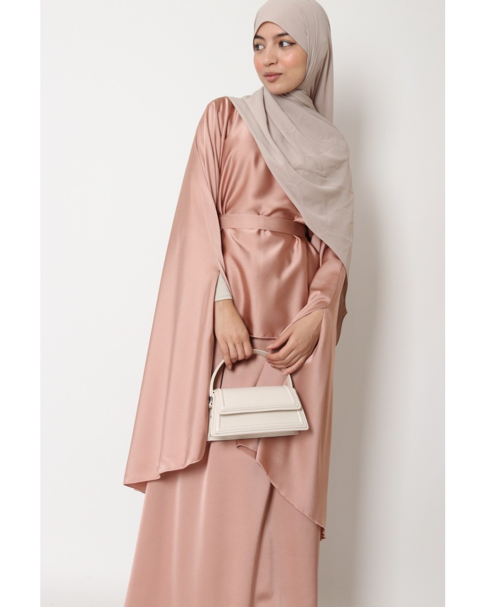 Ensemble tunique papillon jupe satin