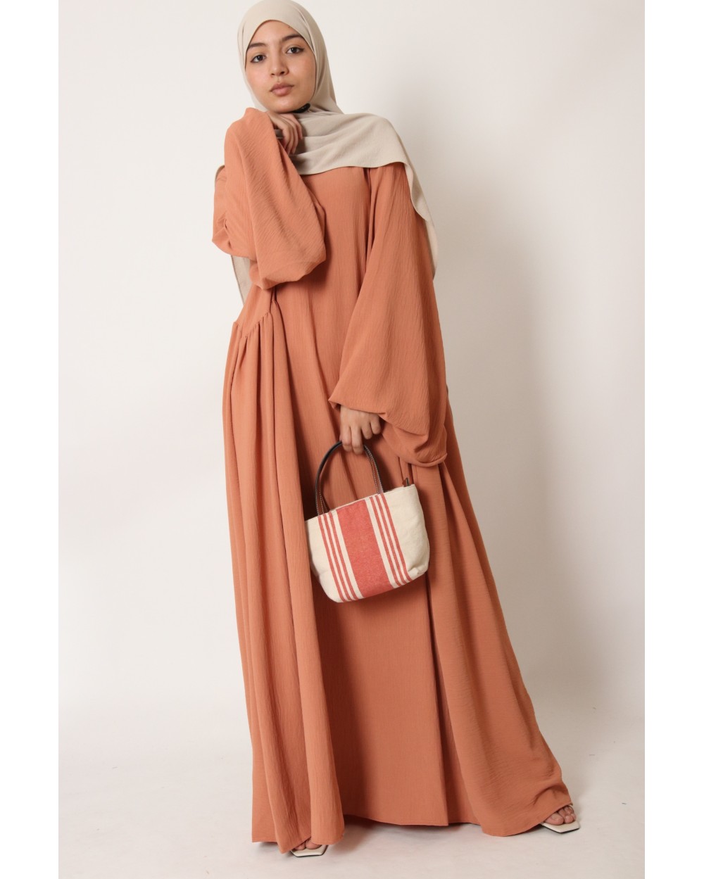 Abaya puff sleeves Jazz Oumi Color Ocher Color Ocher