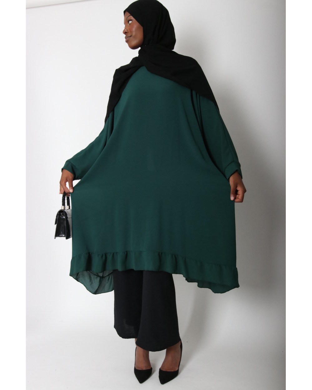 Long oversized chiffon tunic