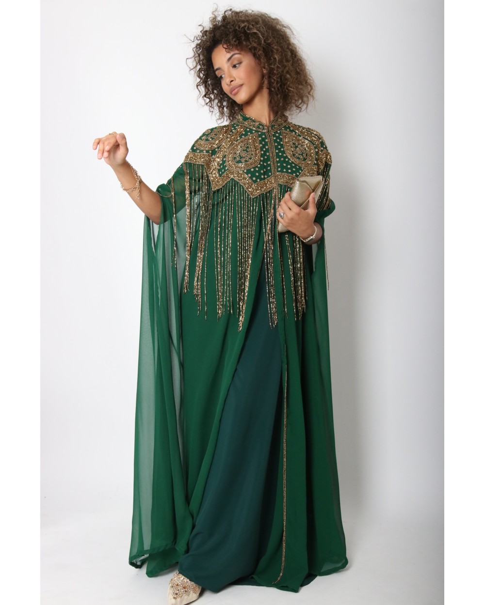 Anyssa long beaded cape